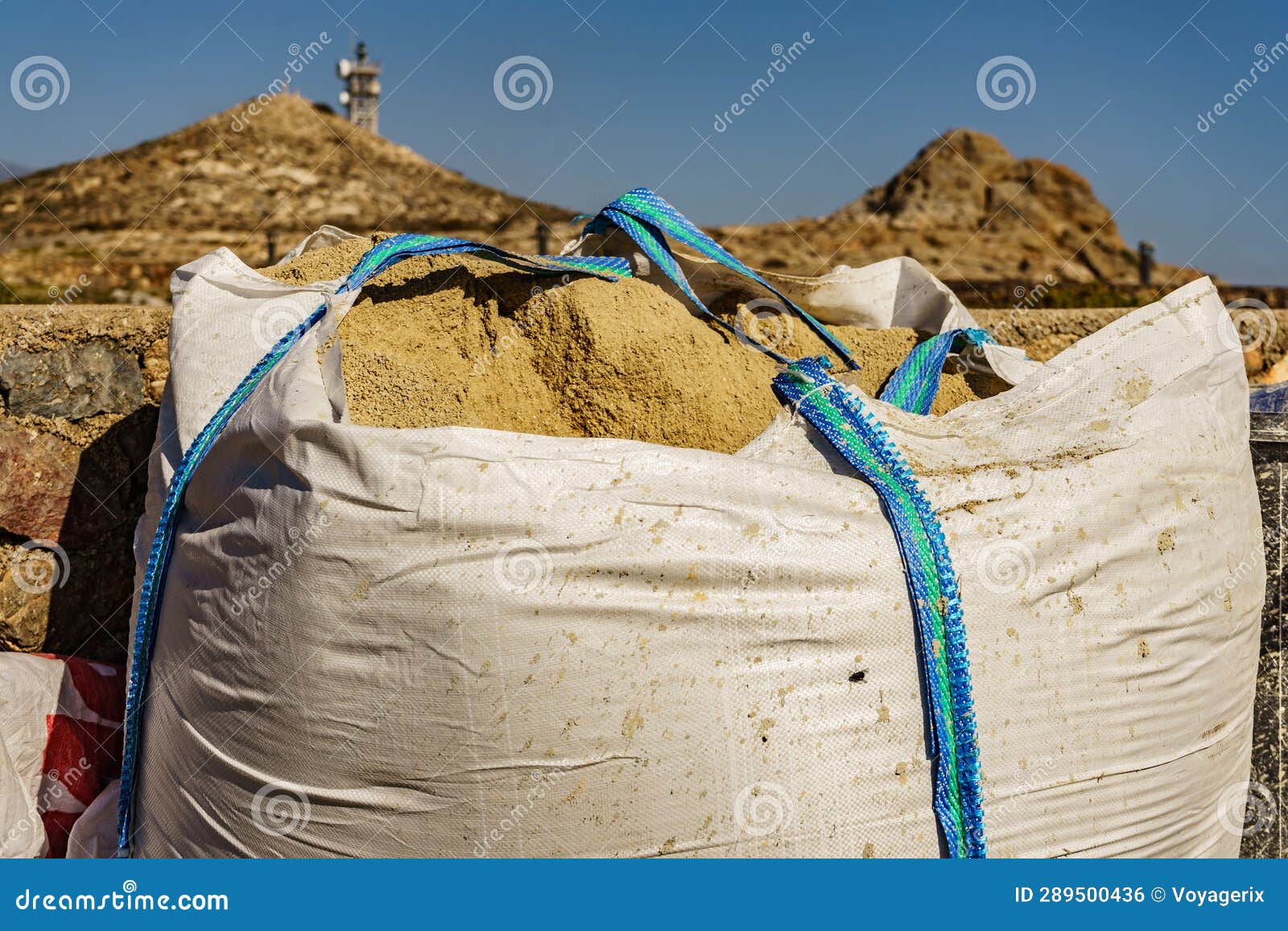 Construction Area with Big Sand Bag Stock Photo - Image of area, build ...