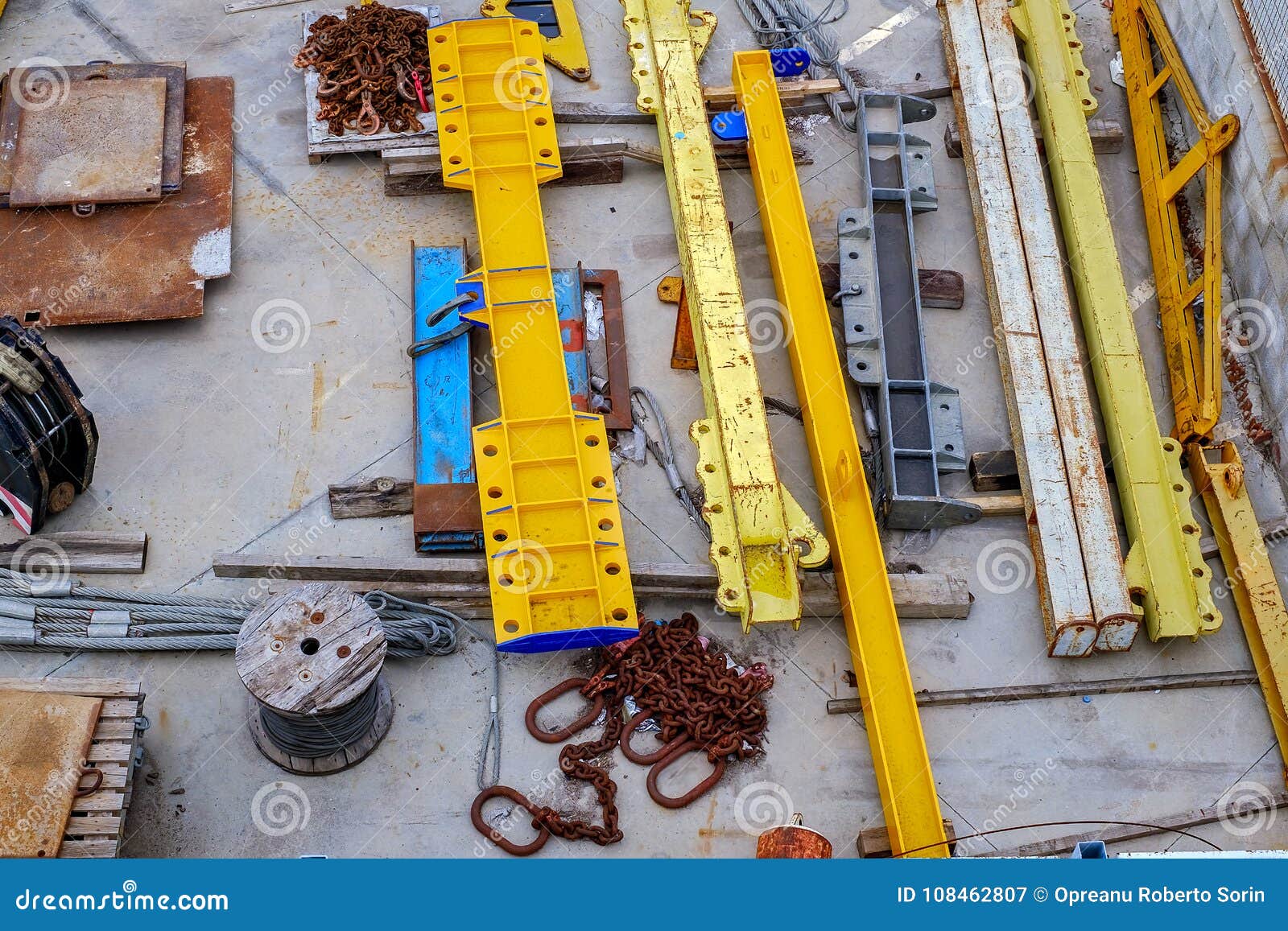 Construction Area with Crane Girder Elements Stock Image - Image of ...