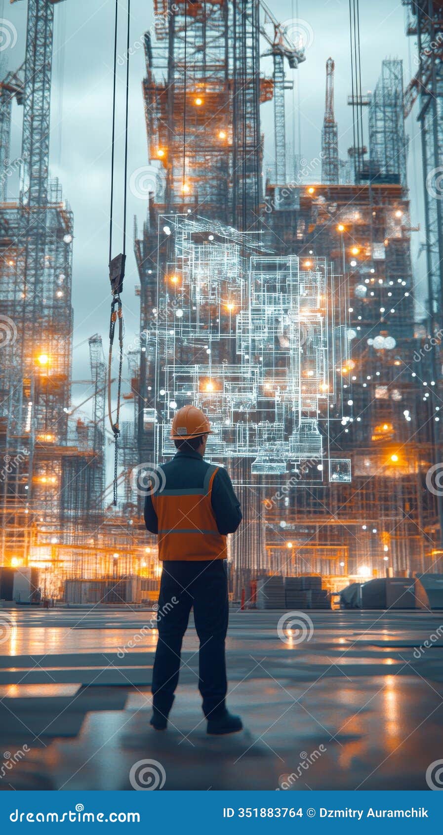 Construction Area with a Digital Twin for Remote Inspections and Project Administration. Stock ...