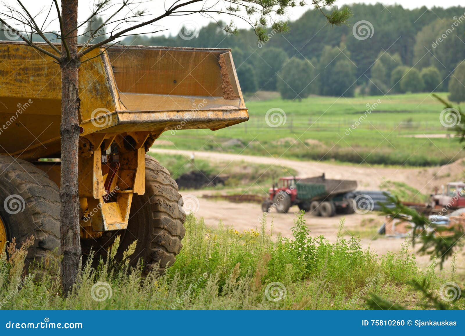 Construction area lorry stock photo. Image of industrial - 75810260