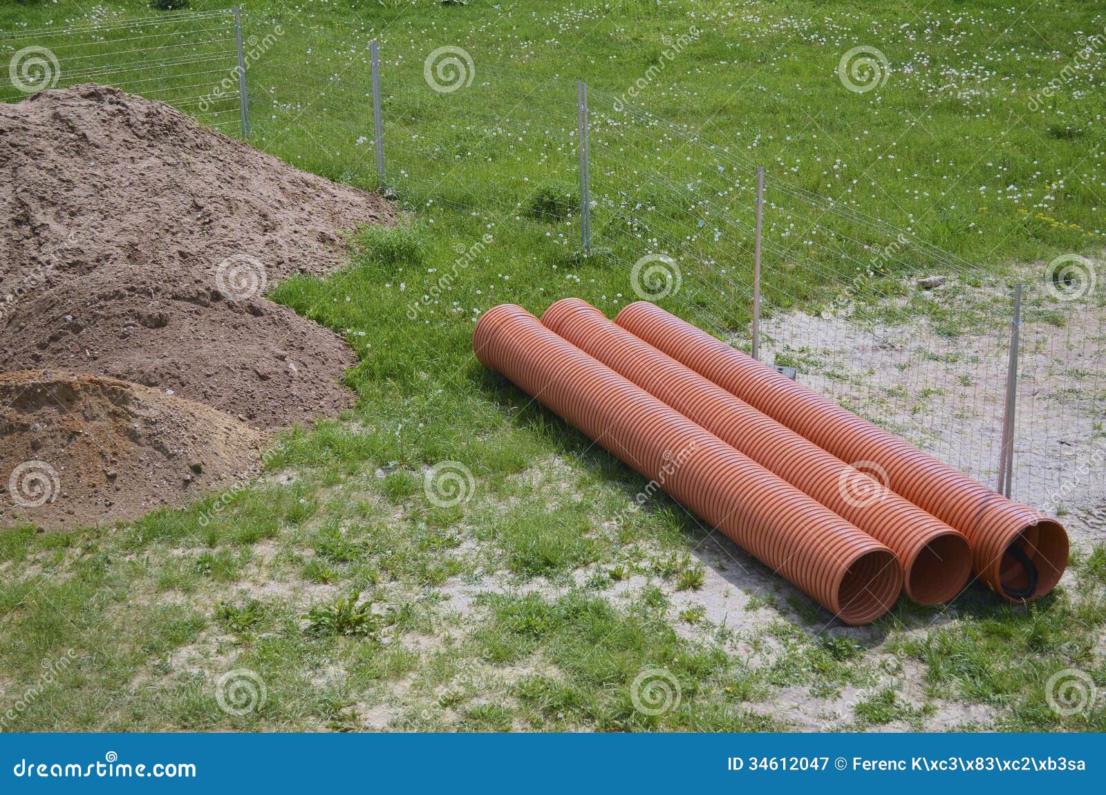 Construction Area with Plastic Pipes Stock Image - Image of drainage ...