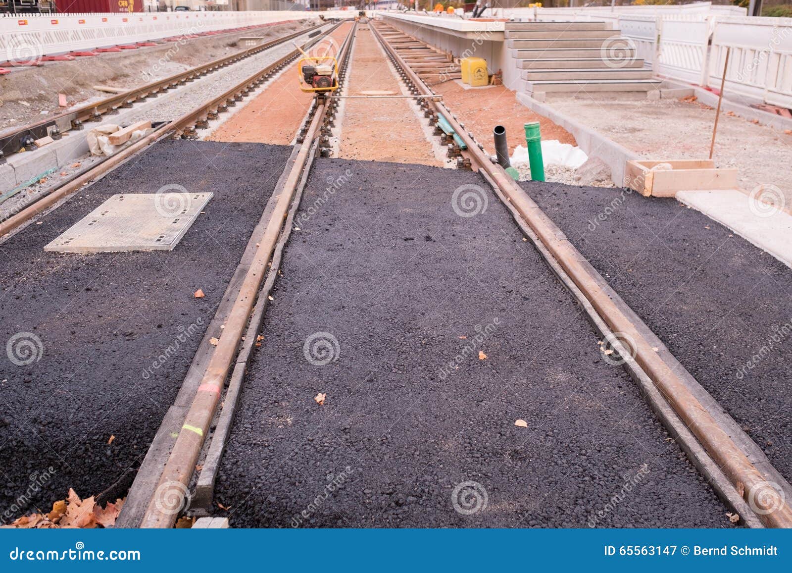 Construction Area with Rails and Stairs Stock Image - Image of tram ...