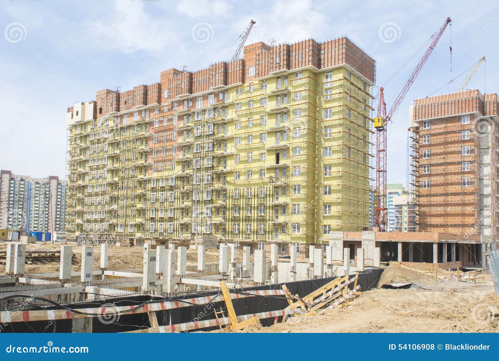 Construction Area and almost Ready Building Stock Photo - Image of ...