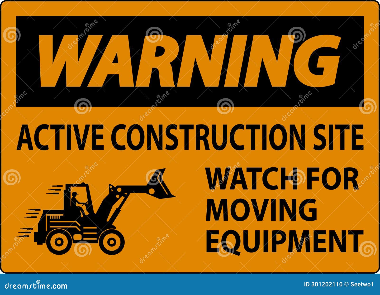 Construction Area Sign Warning - Active Construction Site, Watch for ...