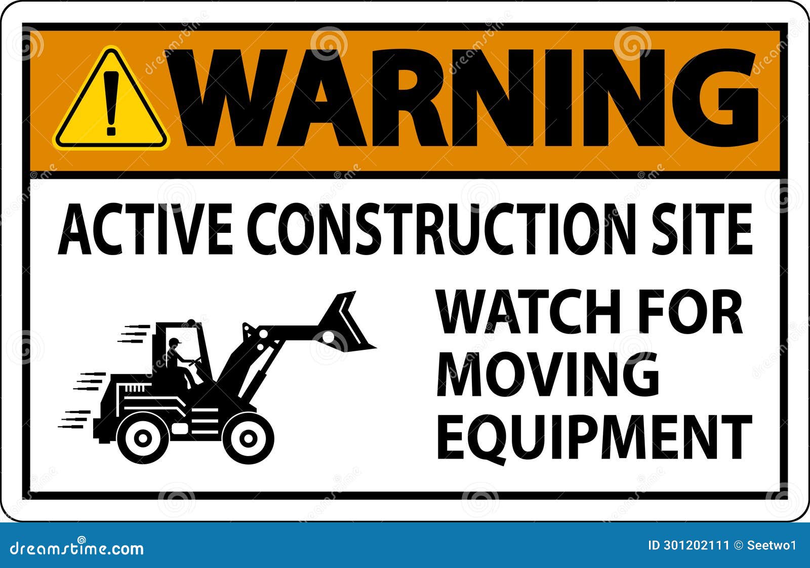 Construction Area Sign Warning - Active Construction Site, Watch for ...