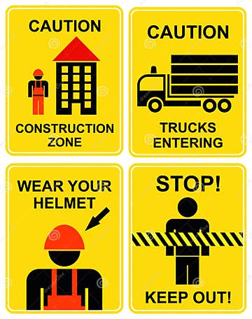 Construction area signs stock vector. Illustration of warning - 12636564