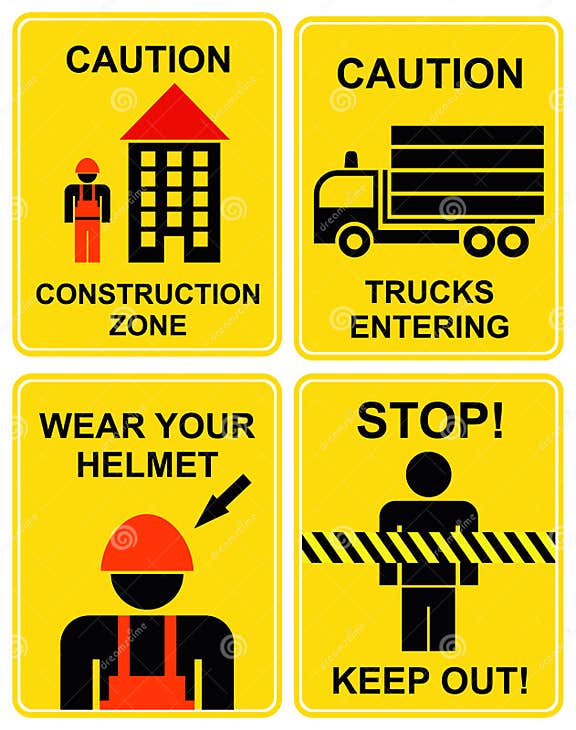 Construction area signs stock vector. Illustration of warning - 12636564