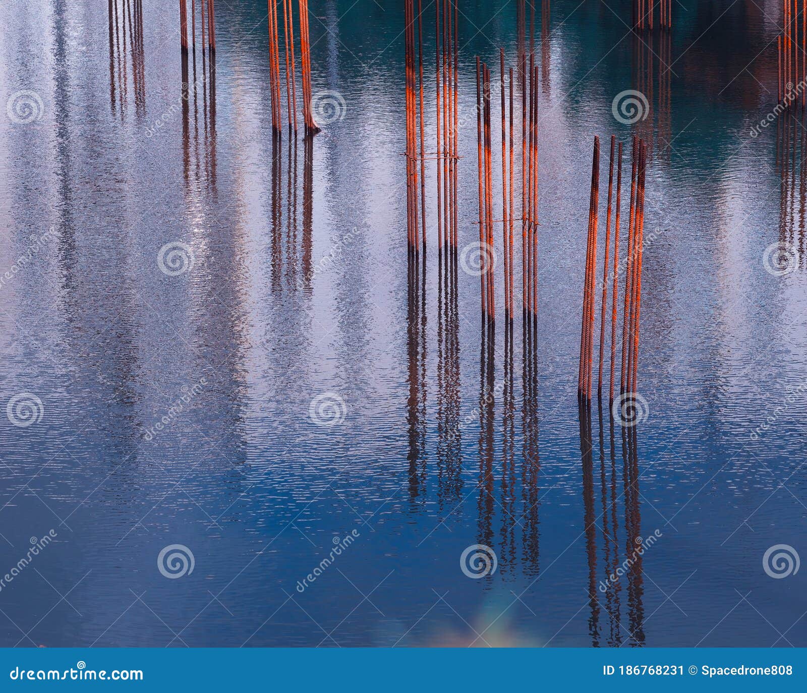 Construction Armature in Blue Water Background Stock Image - Image of ...