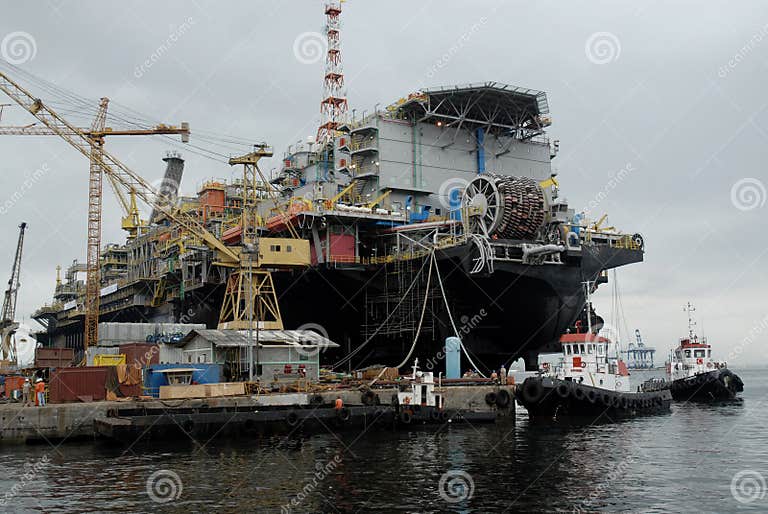 Construction and Assembly of an FPSO Platform in a Shipyard. Stock ...