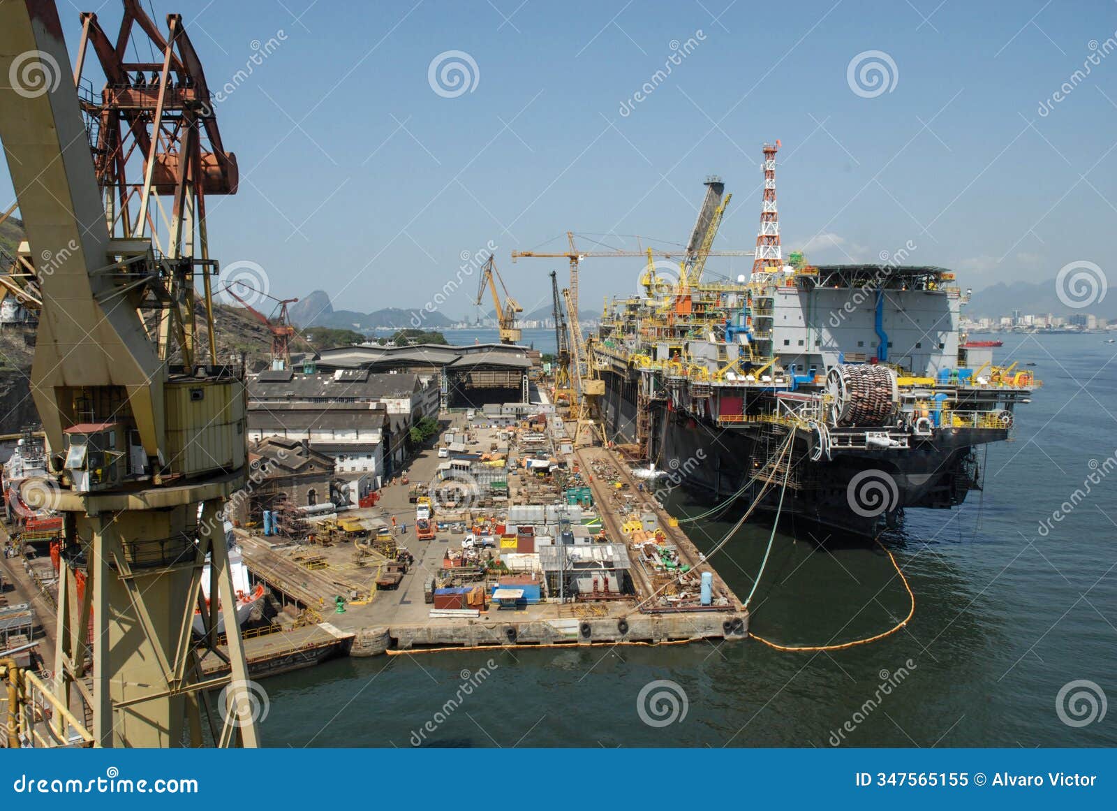 Construction and Assembly of an FPSO Platform in a Shipyard. Stock ...