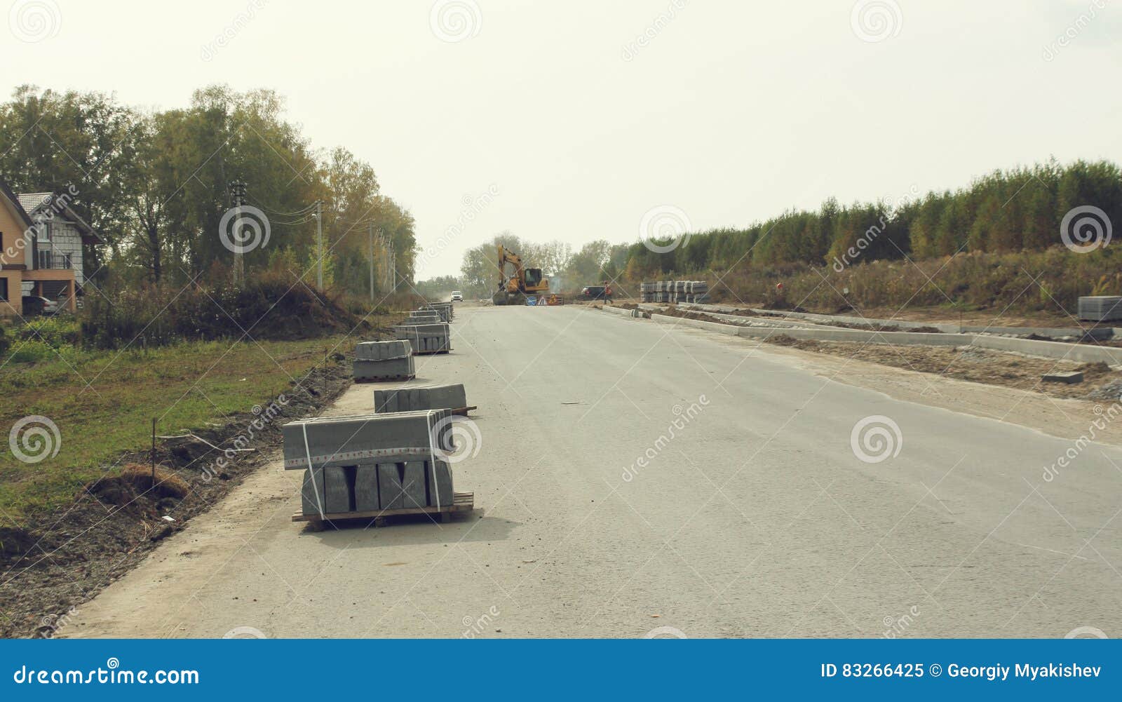 Construction of the Automotive Road Stock Image - Image of installation ...