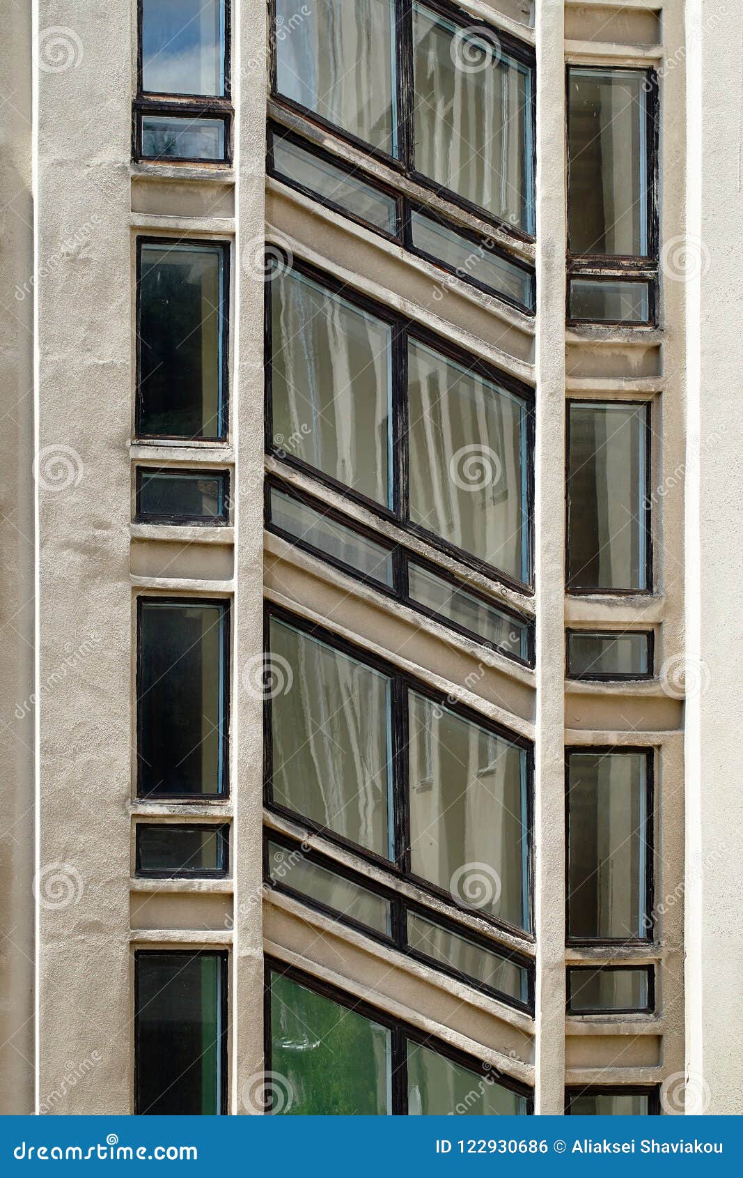 Diagonal Windows Of Aqua Building Background Stock Photo ...