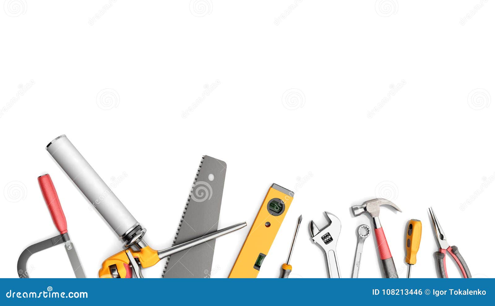 Construction Background with Tools 3d Render on White Stock ...