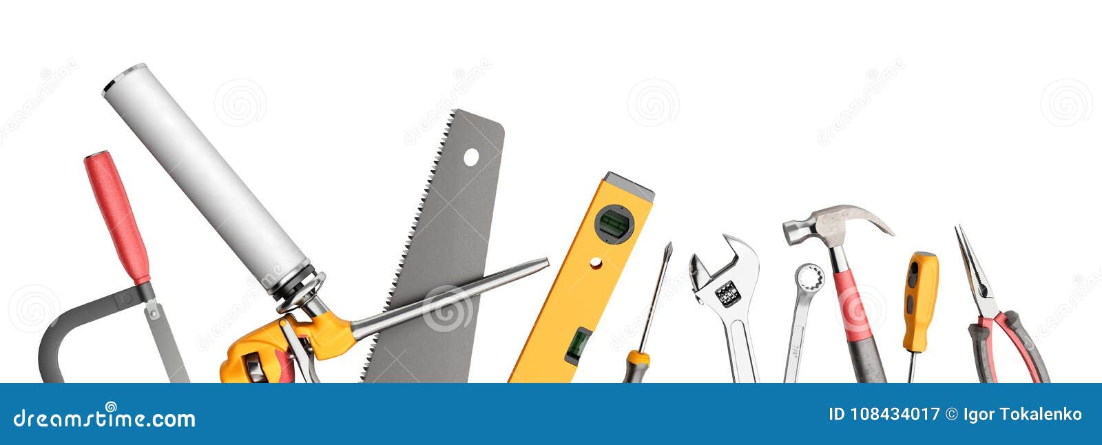 Construction Background with Tools 3d Render on White No Shadow Stock ...