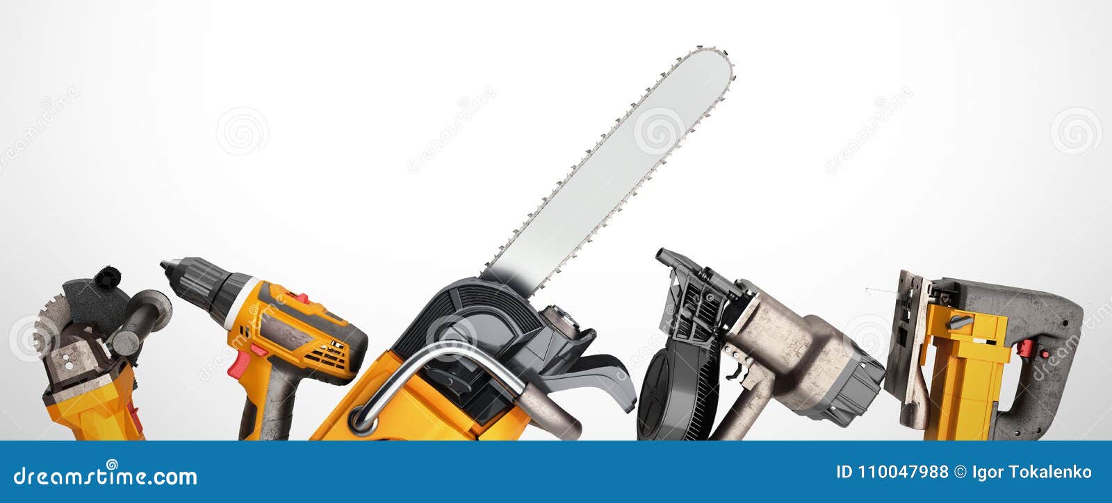 Construction Background with Tools 3d Render on White No Shadow Stock ...