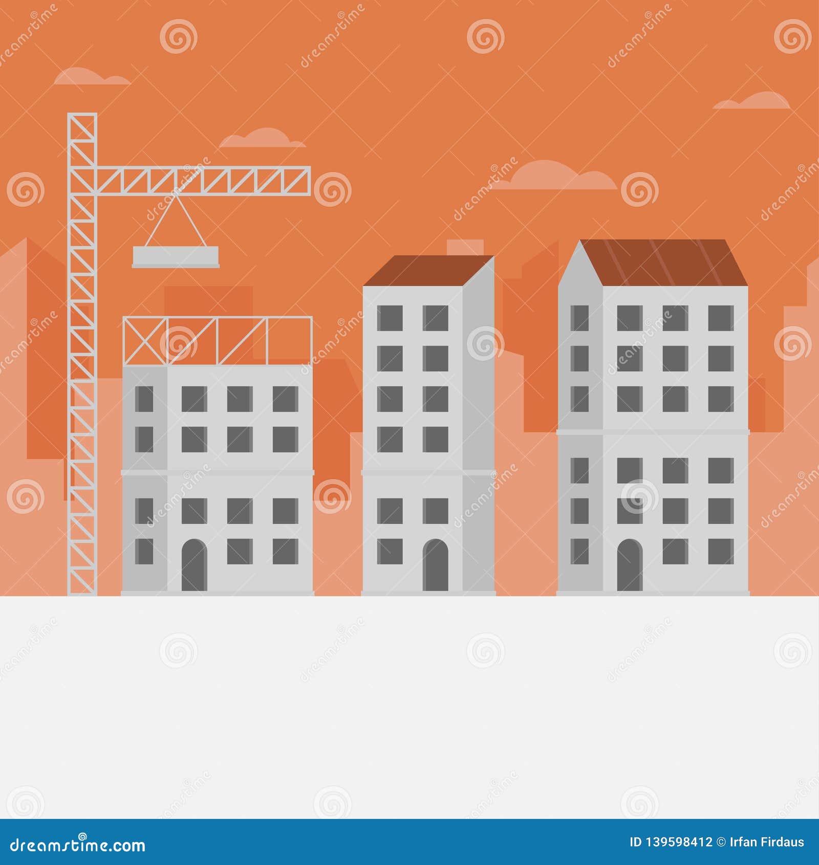 Construction Background with Unfinished Building Stock Vector ...