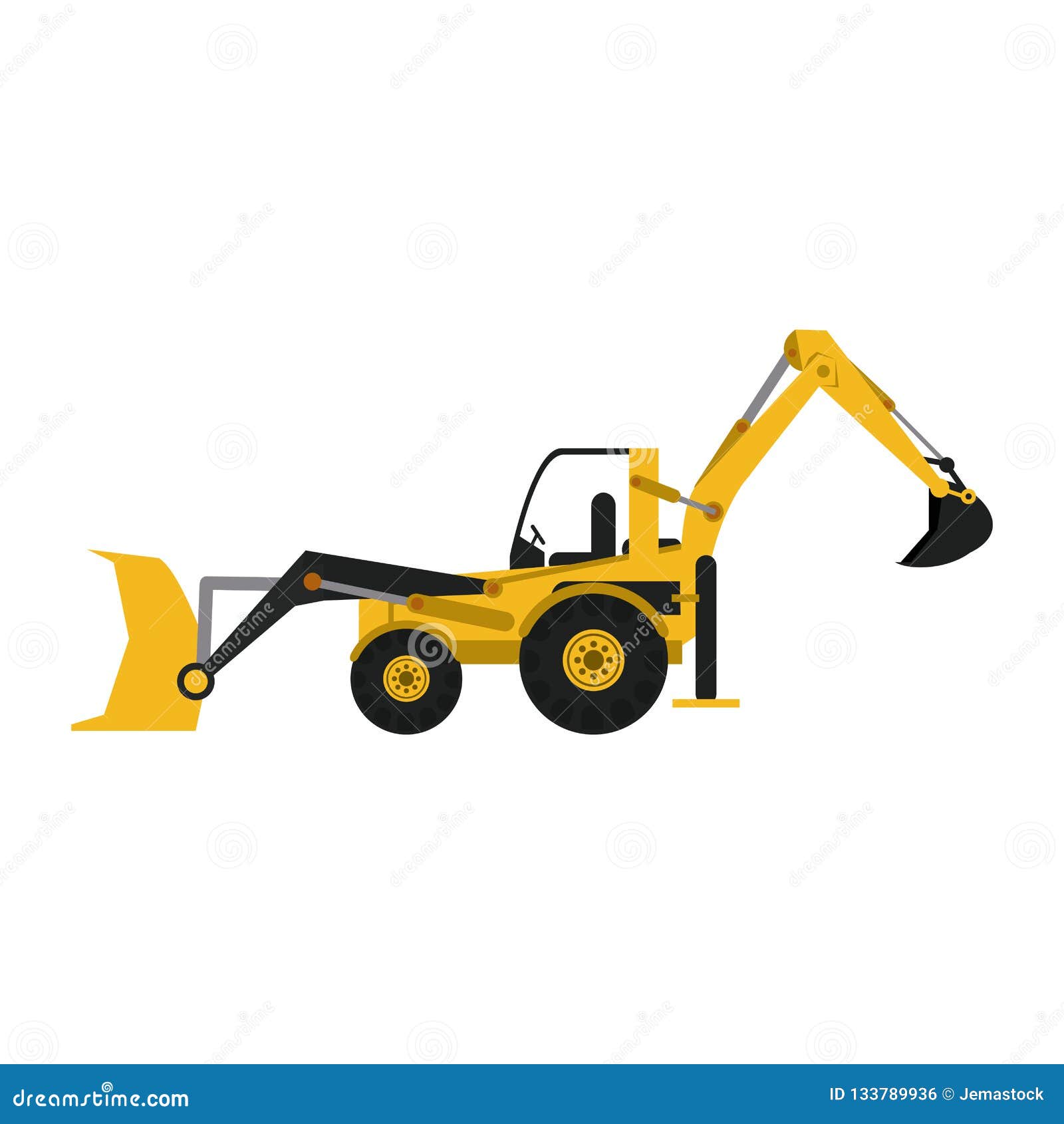 Construction Backhoe Isolated Coloring Page Cartoon Vector ...