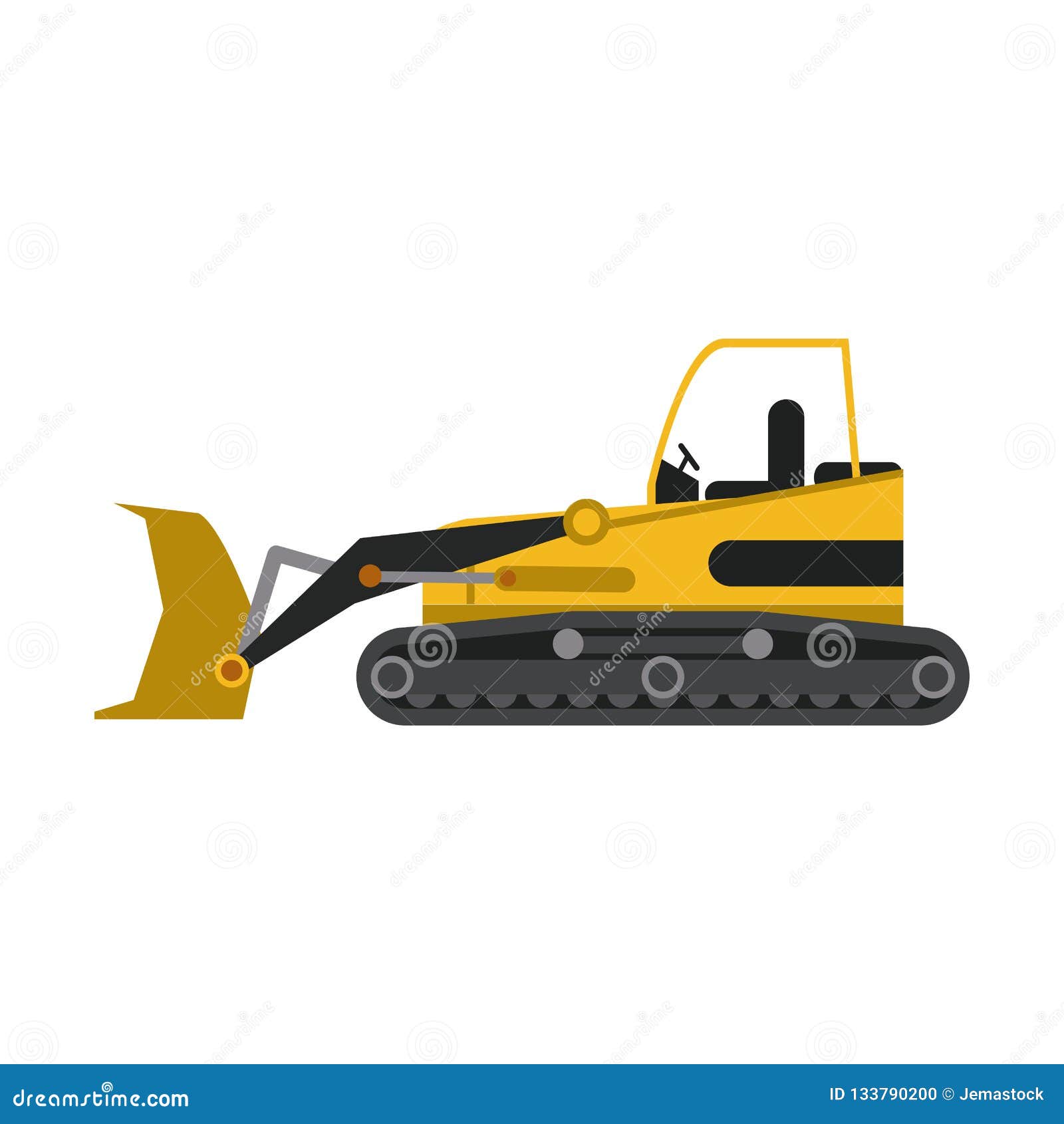 Construction Backhoe Isolated Stock Vector - Illustration of road ...