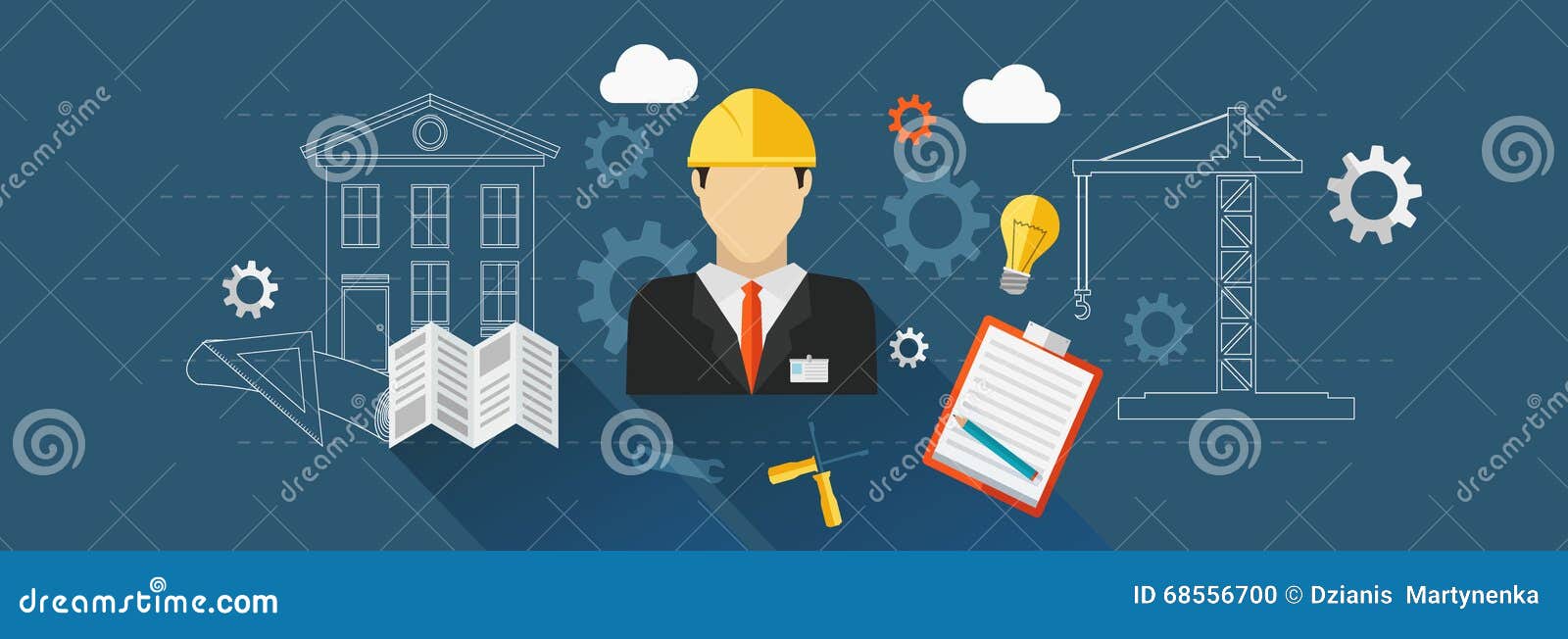 Construction Banner, Builder Stock Vector - Illustration of black ...