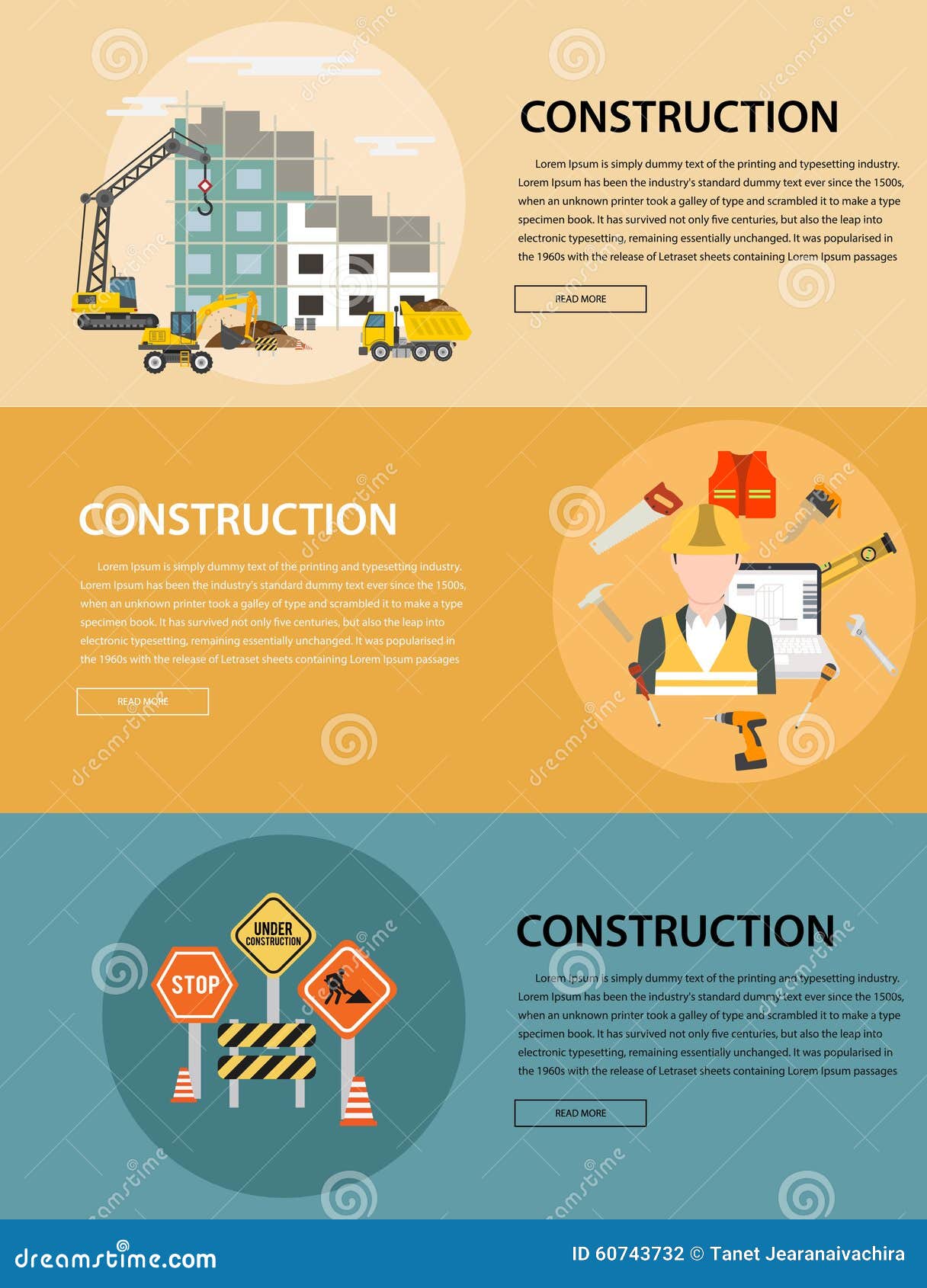 Construction Banner Set stock vector. Illustration of construction ...