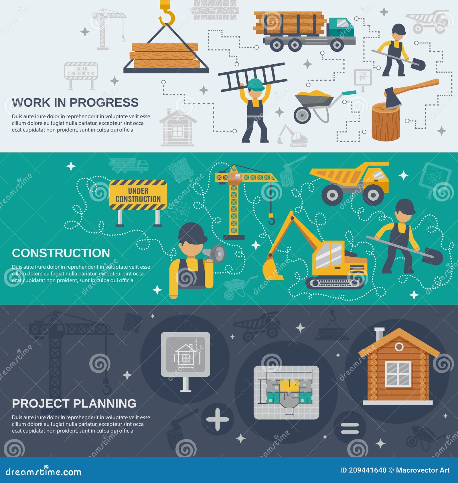 Construction Banner Set Vector Design Illustration Stock Vector ...