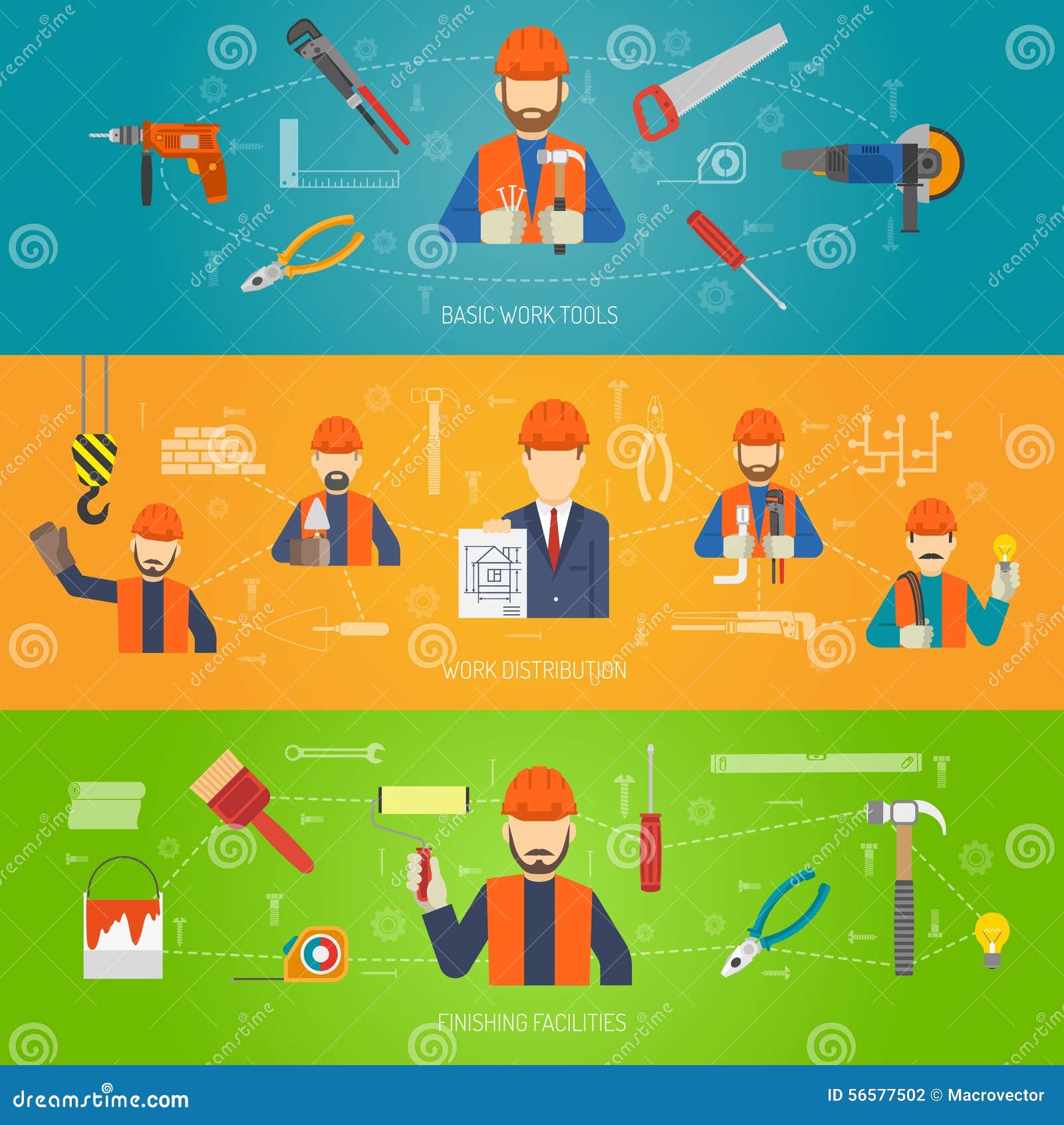 Construction Banner Set stock vector. Illustration of bookmark - 56577502