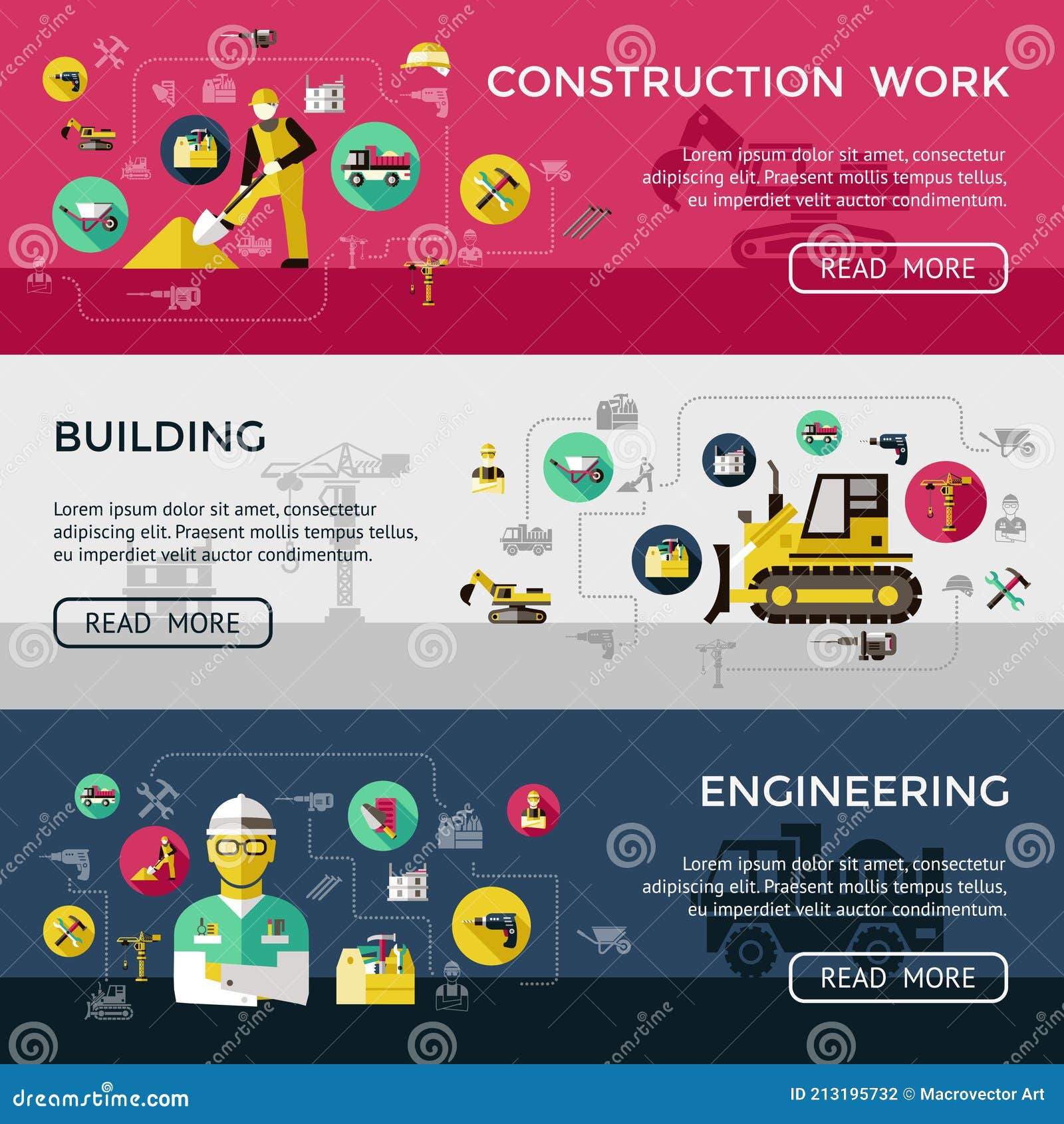 Construction Banner Set stock vector. Illustration of bookmark - 213195732