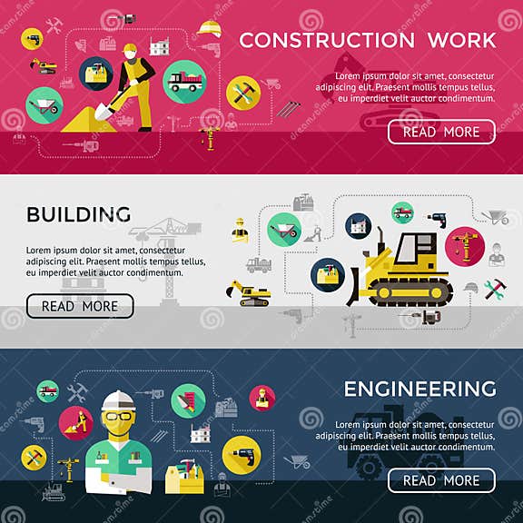 Construction Banner Set stock vector. Illustration of layout - 75915346