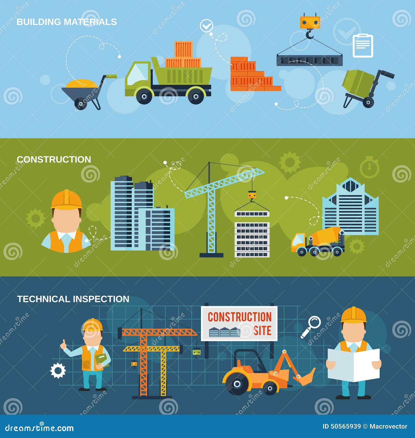 Construction Banners Set stock vector. Illustration of business - 50565939