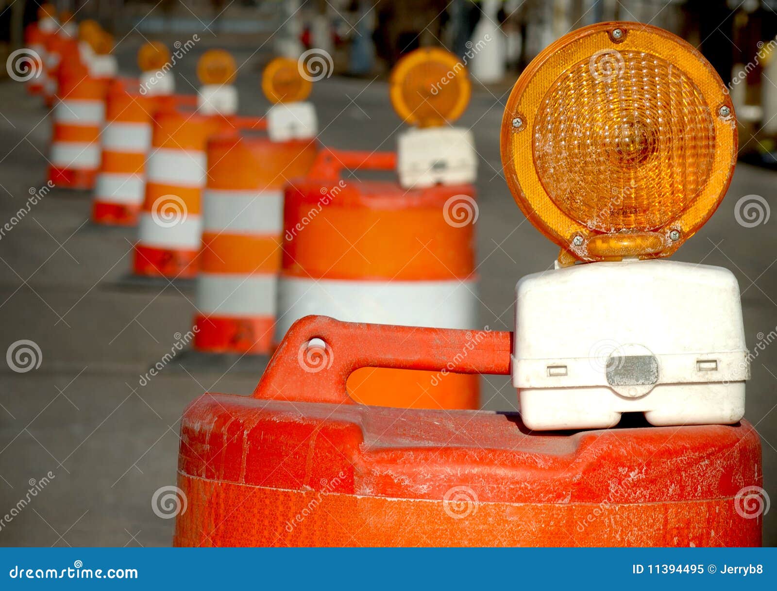 Construction barrels stock image. Image of flashing, transportation ...