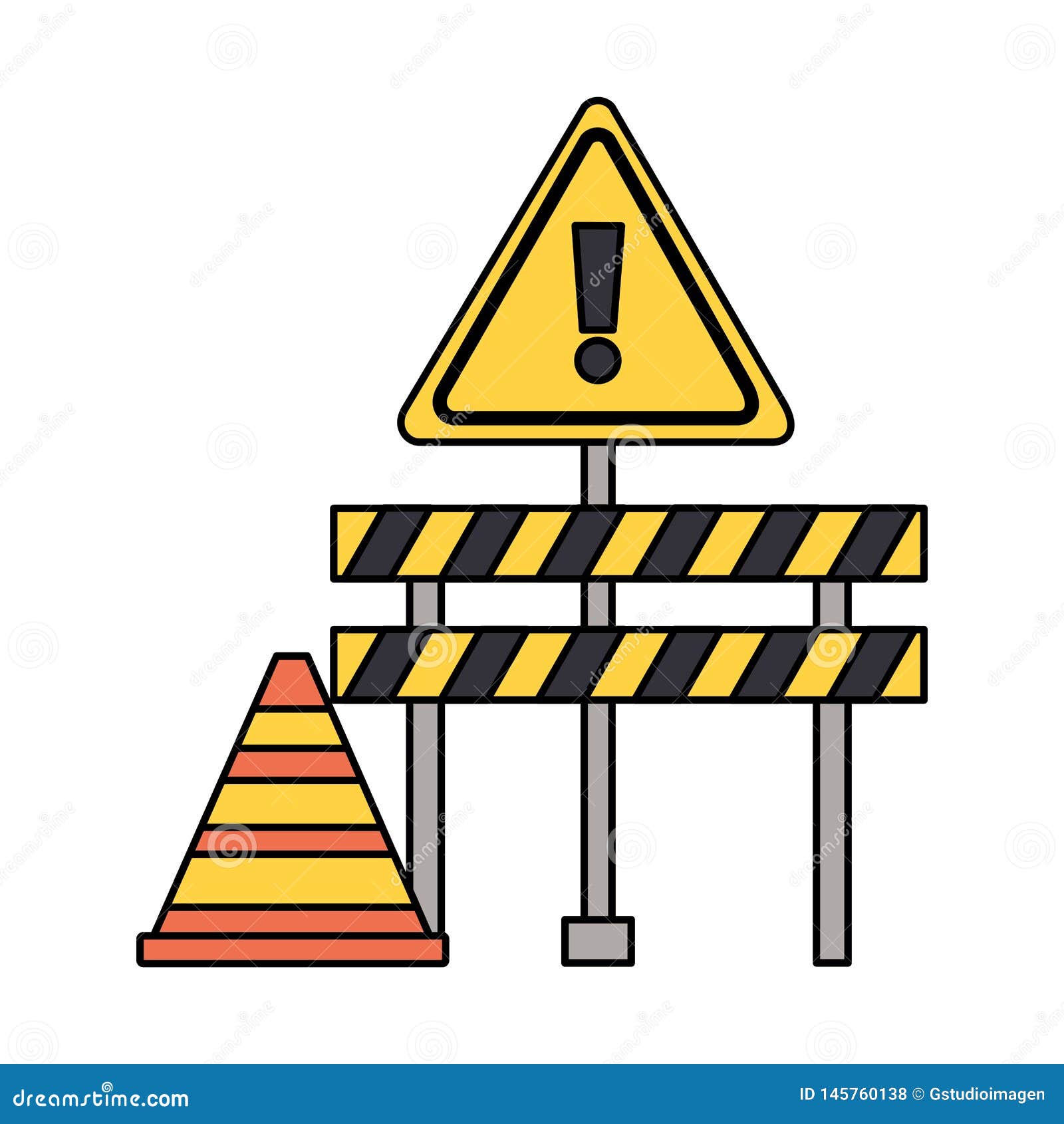 Construction Barricade Warning Sign Cone Stock Illustration ...