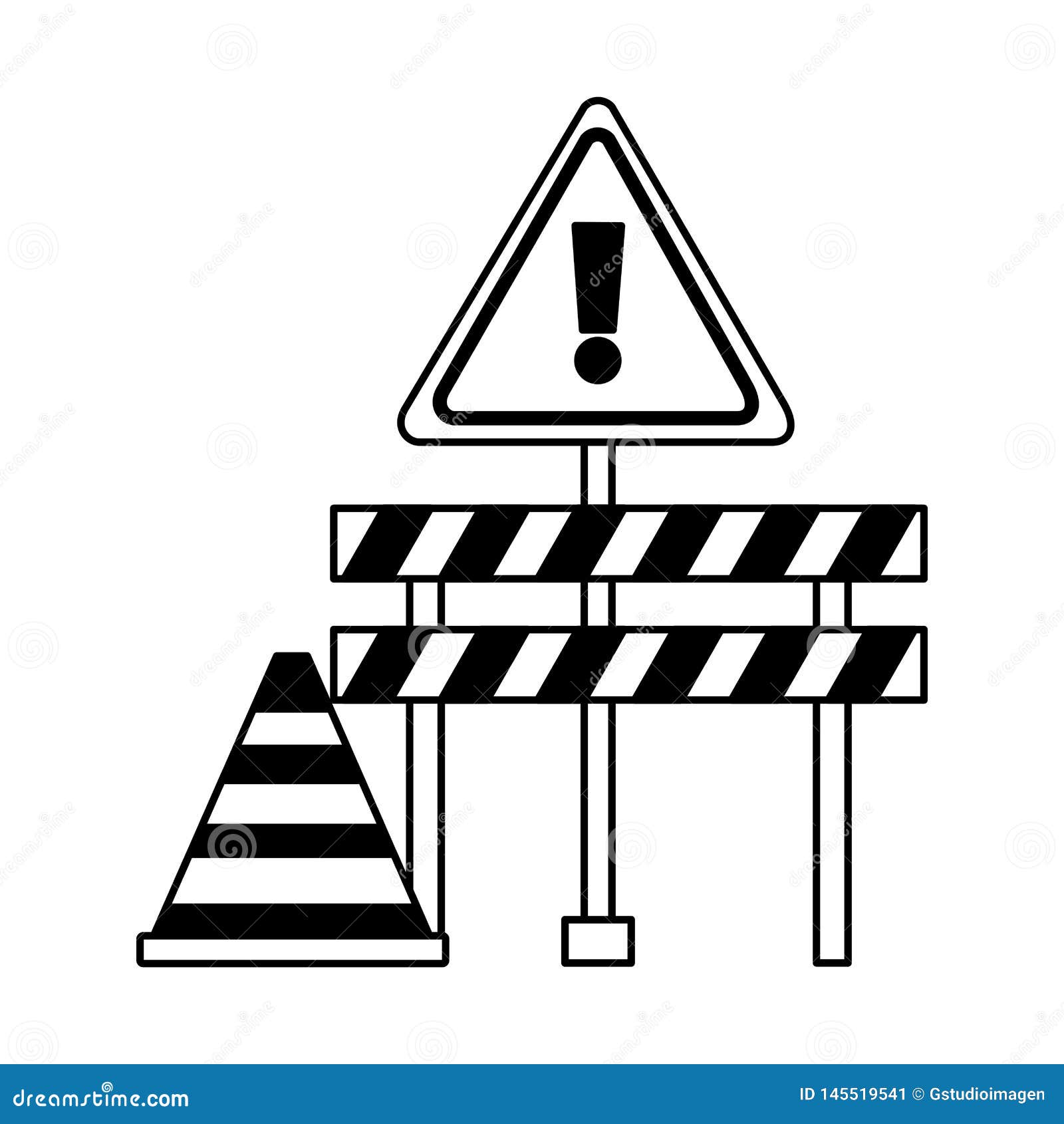 Construction Barricade Warning Sign Cone Stock Vector - Illustration of ...