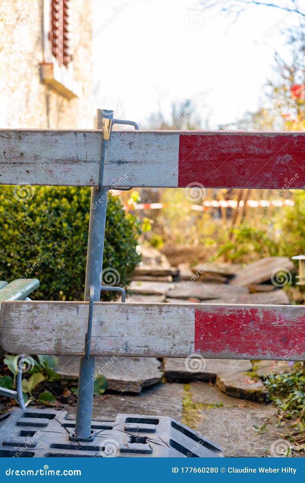 Construction Barrier in Front Yard. Barricade for Construction Site of ...