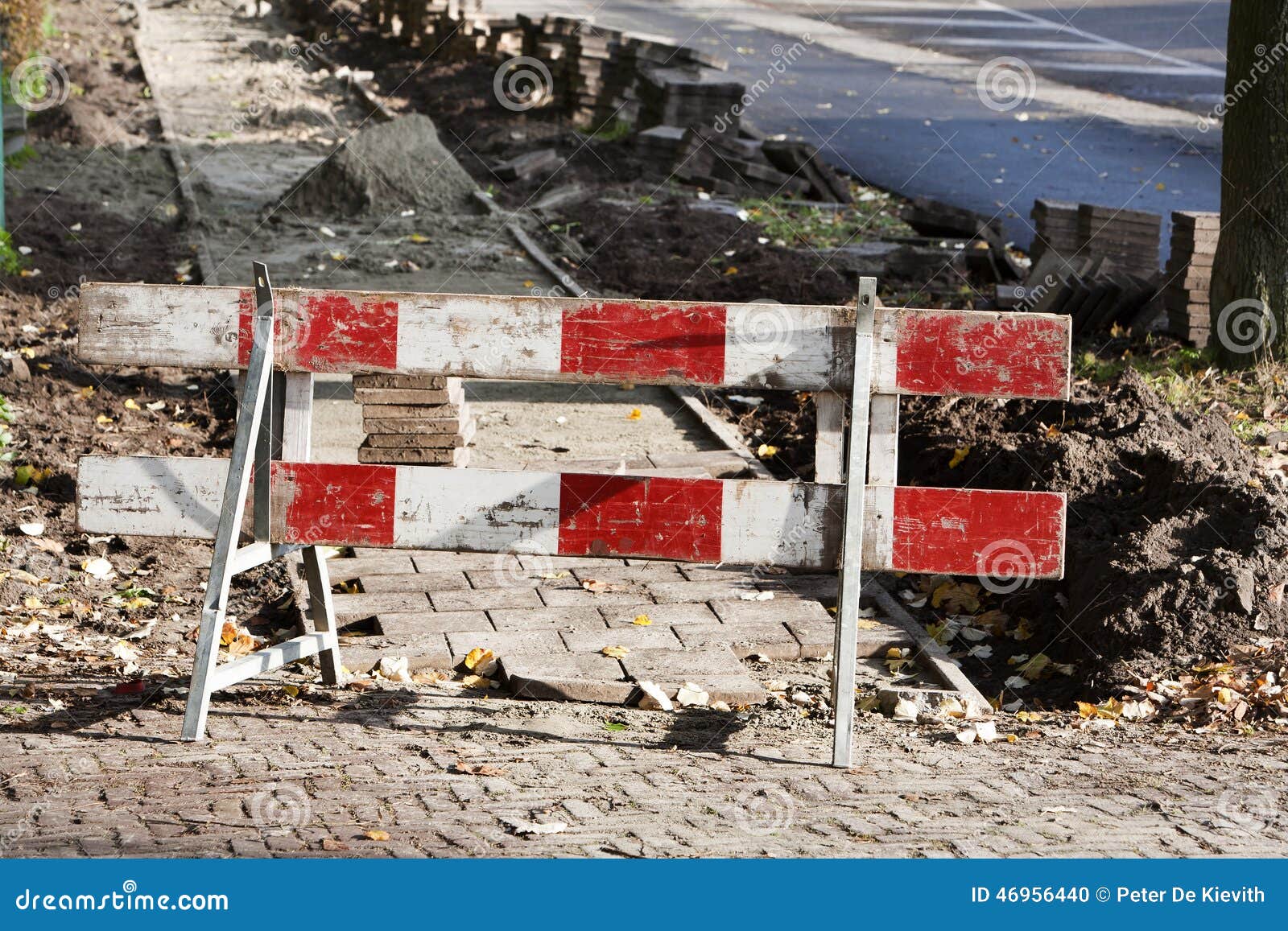 Construction barrier stock photo. Image of pavement, closed - 46956440