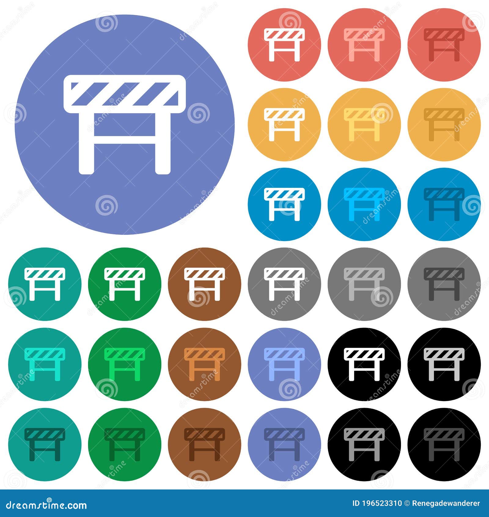Construction Barrier Round Flat Multi Colored Icons Stock Vector ...