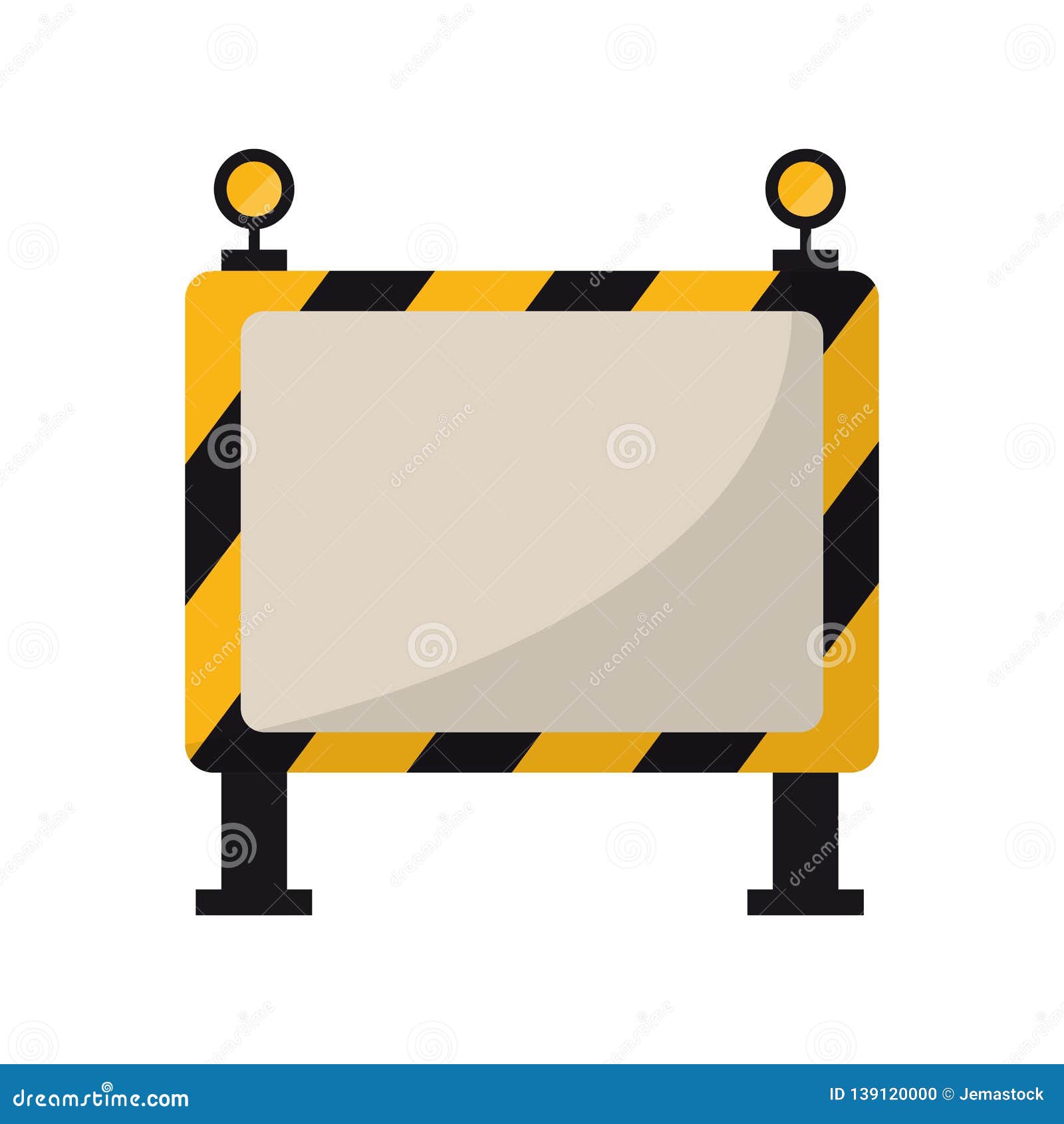 Construction Barrier Sign with Lights Stock Vector - Illustration of ...