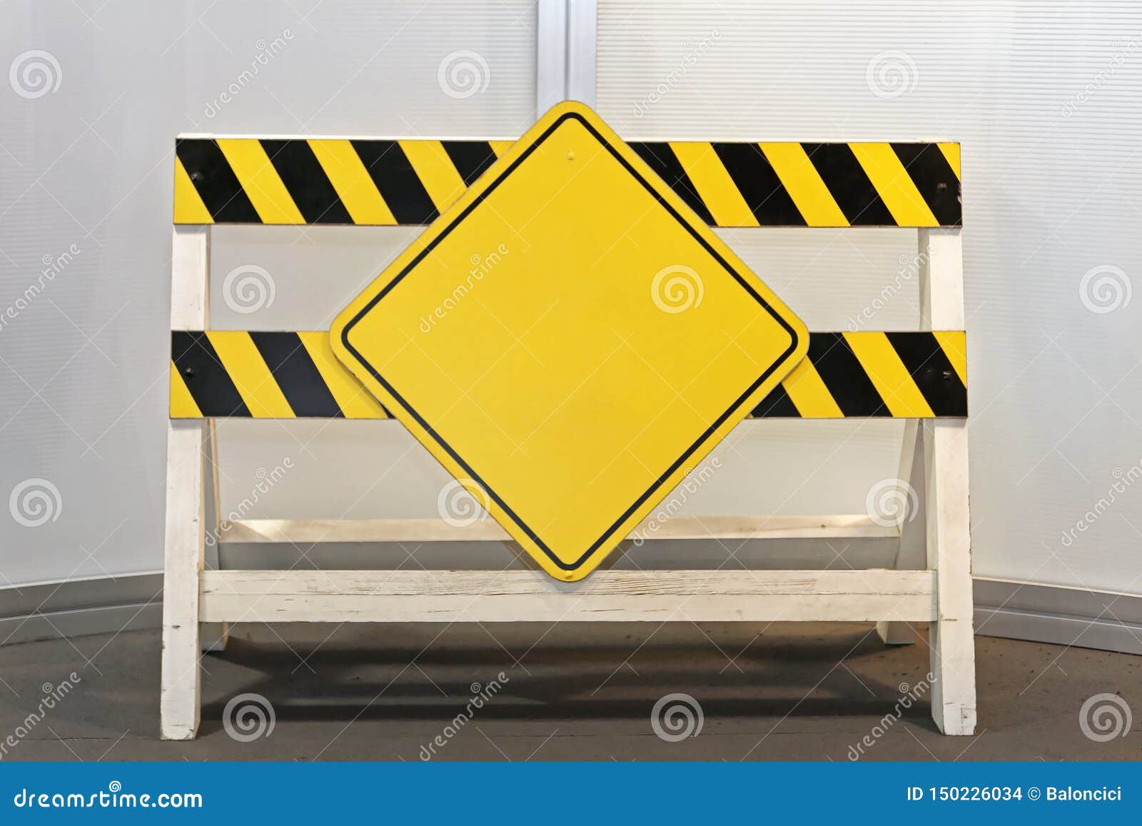 Construction Barrier Sign stock photo. Image of fence - 150226034
