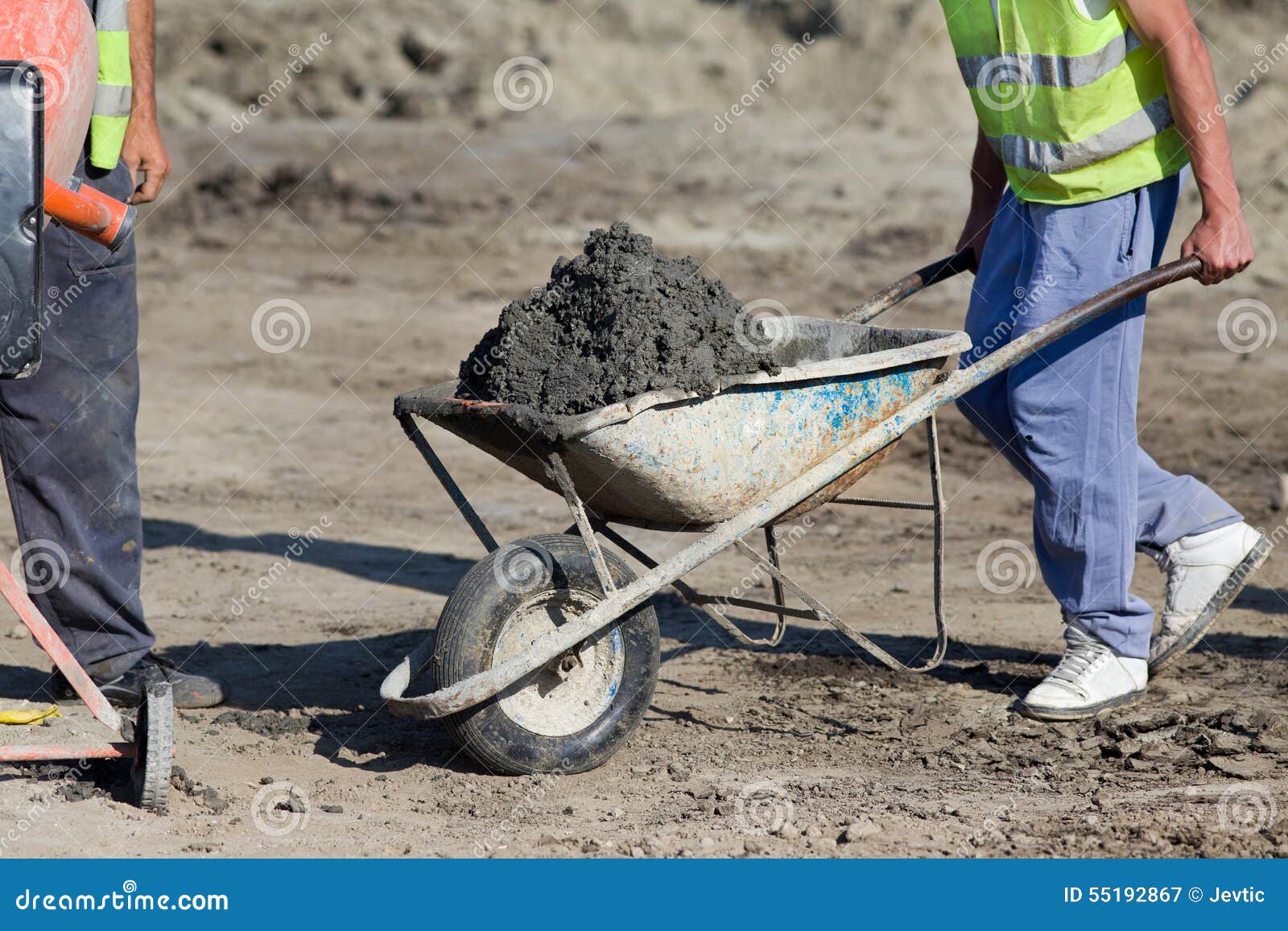 Construction Barrow with Concrete Stock Image - Image of push ...