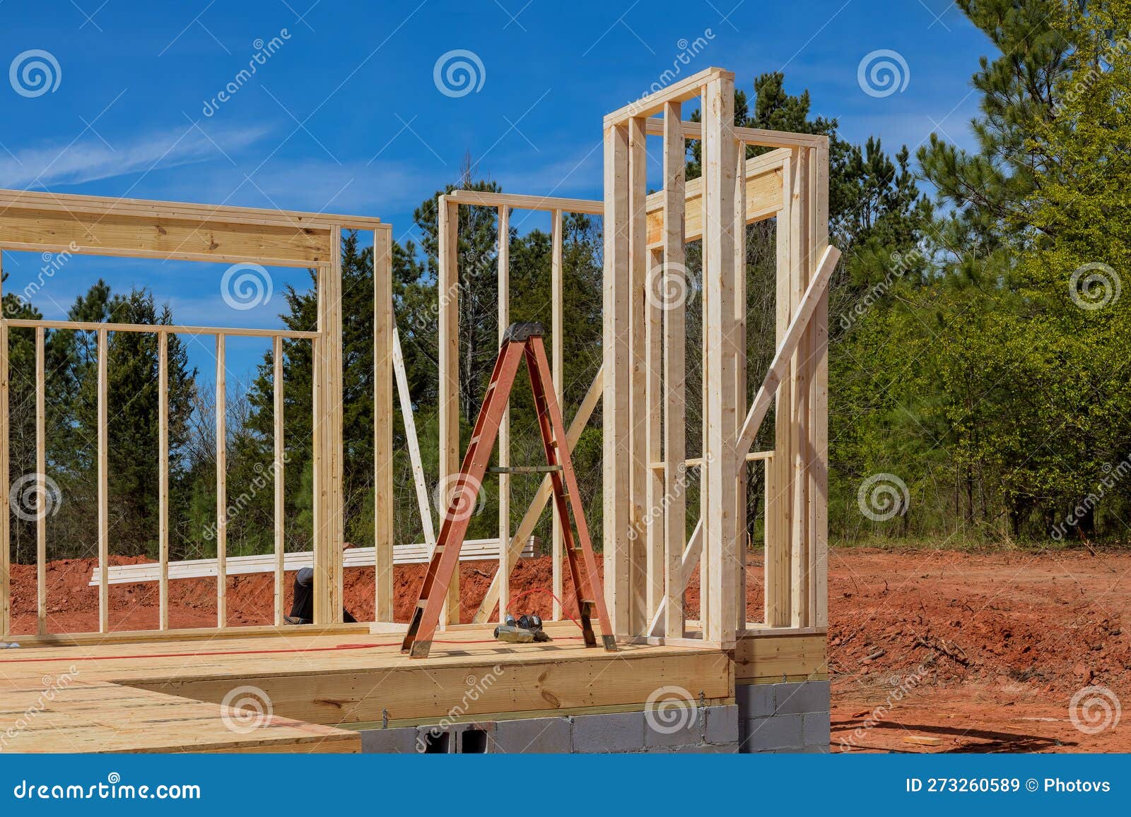 The Construction of a Beam Built Home with a Wooden Framework Frame ...