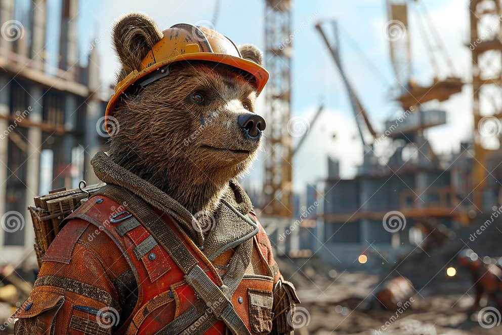 Construction Bear stock illustration. Illustration of eyes - 334740220