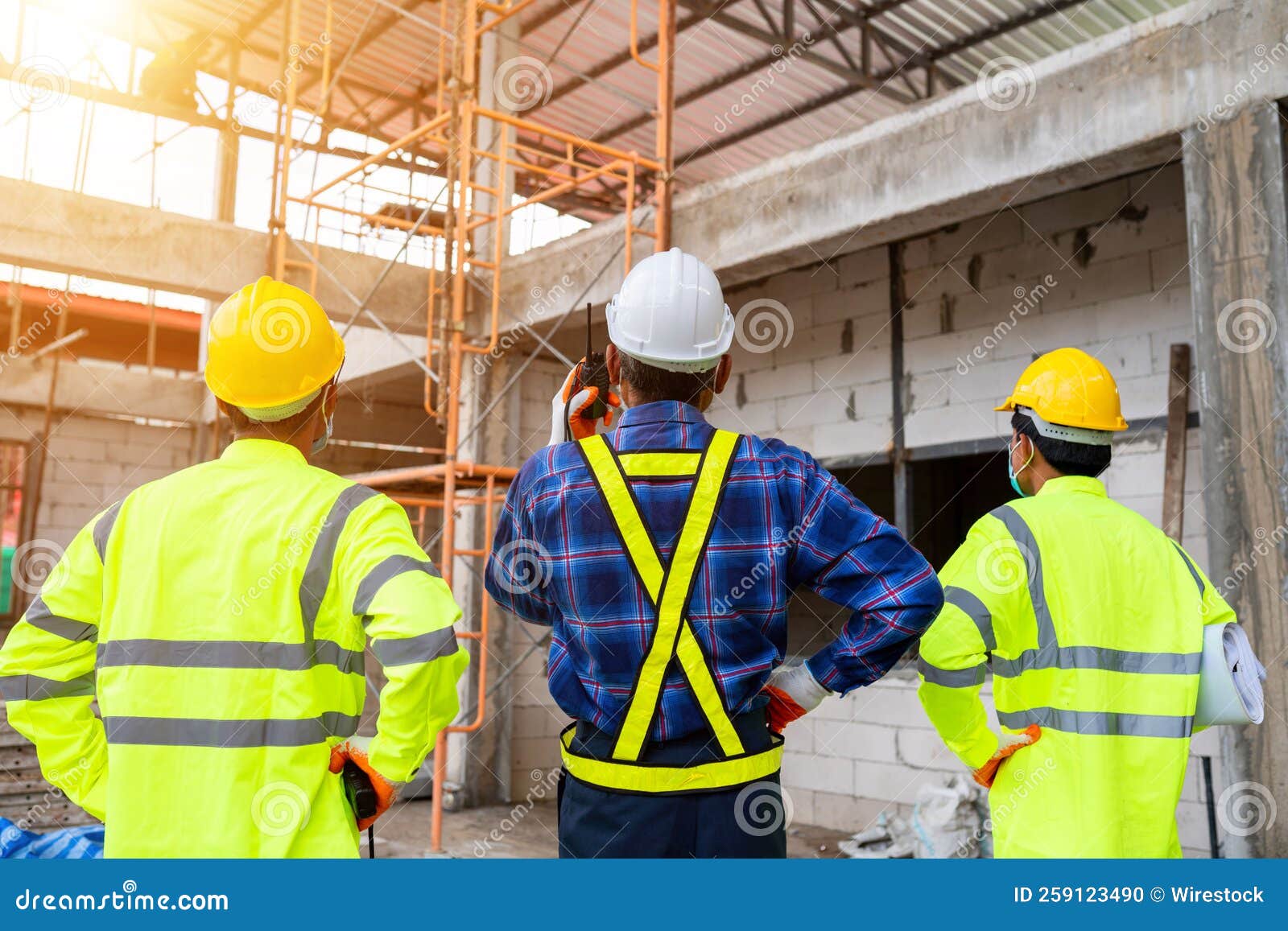 Construction the Behind Engineering and Worker in the Constructi Stock ...