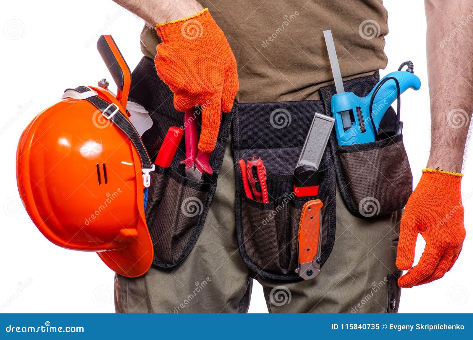 Construction Belt on a Man Tool Belt Builder Stock Image - Image of ...