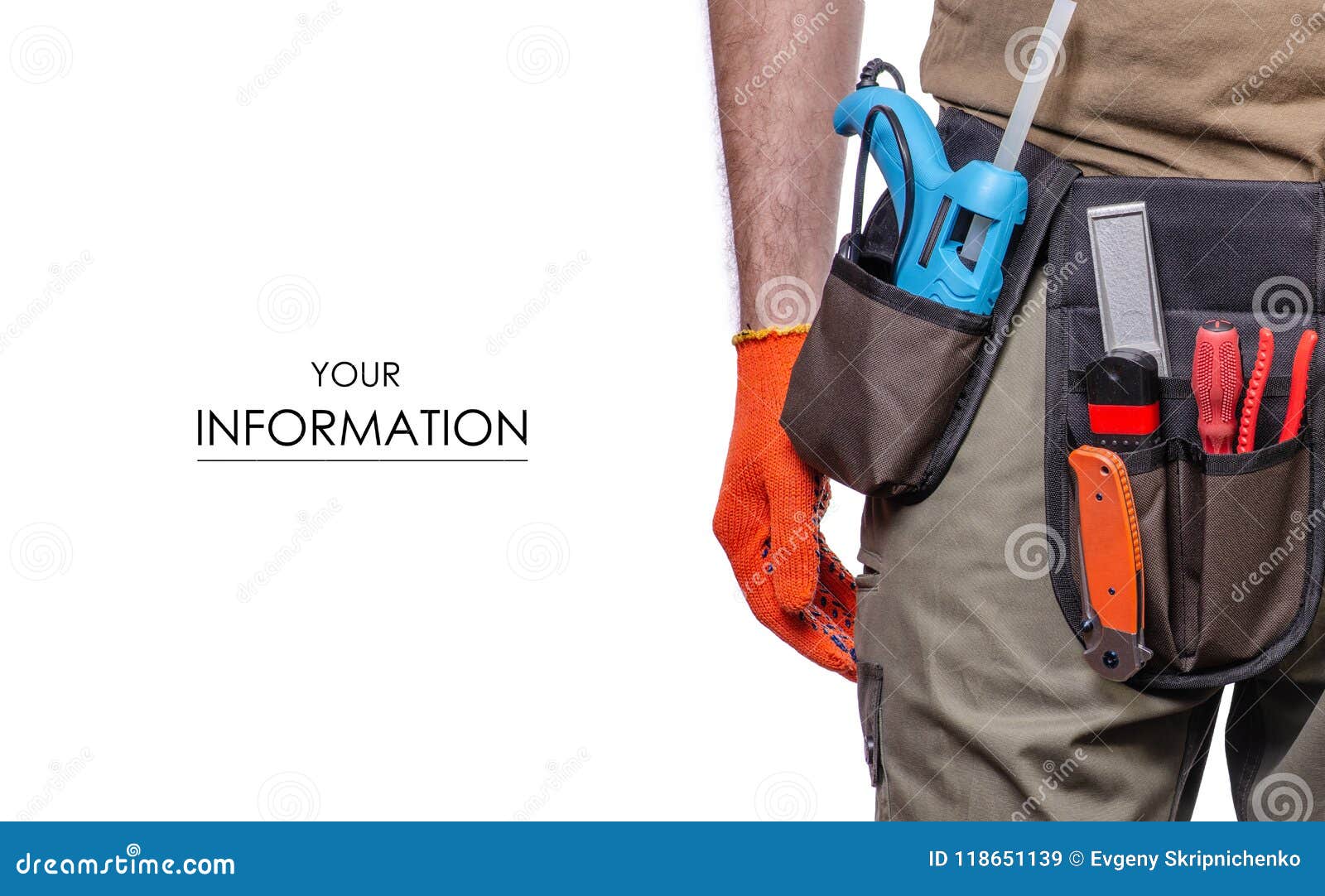 Construction Belt on a Man Tool Belt Builder Pattern Stock Image ...