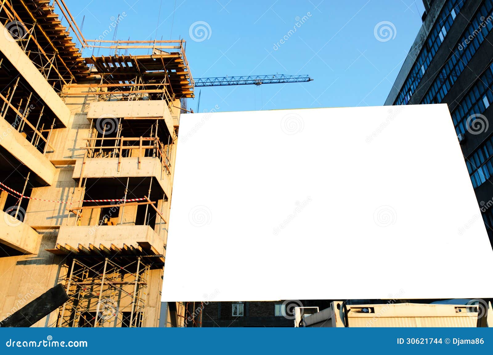 Construction billboard stock photo. Image of advertisement - 30621744