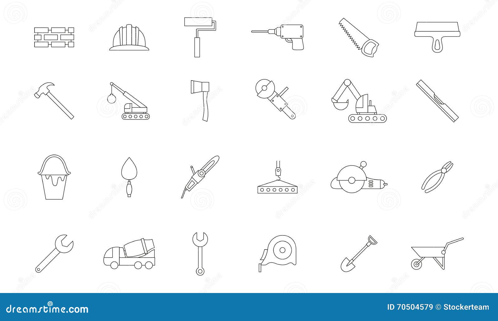 Construction Black Icons Set Stock Illustration - Illustration of tools ...
