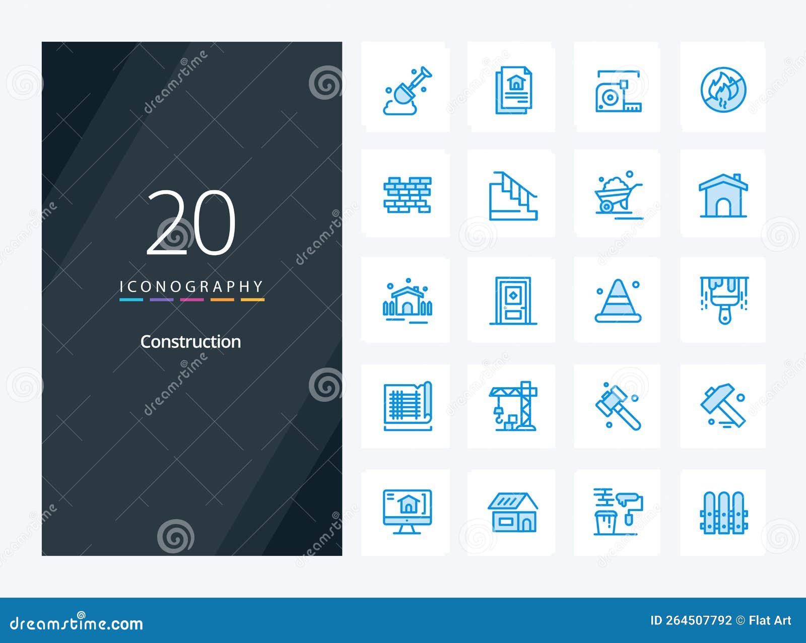 20 Construction Blue Color Icon for Presentation Stock Vector ...