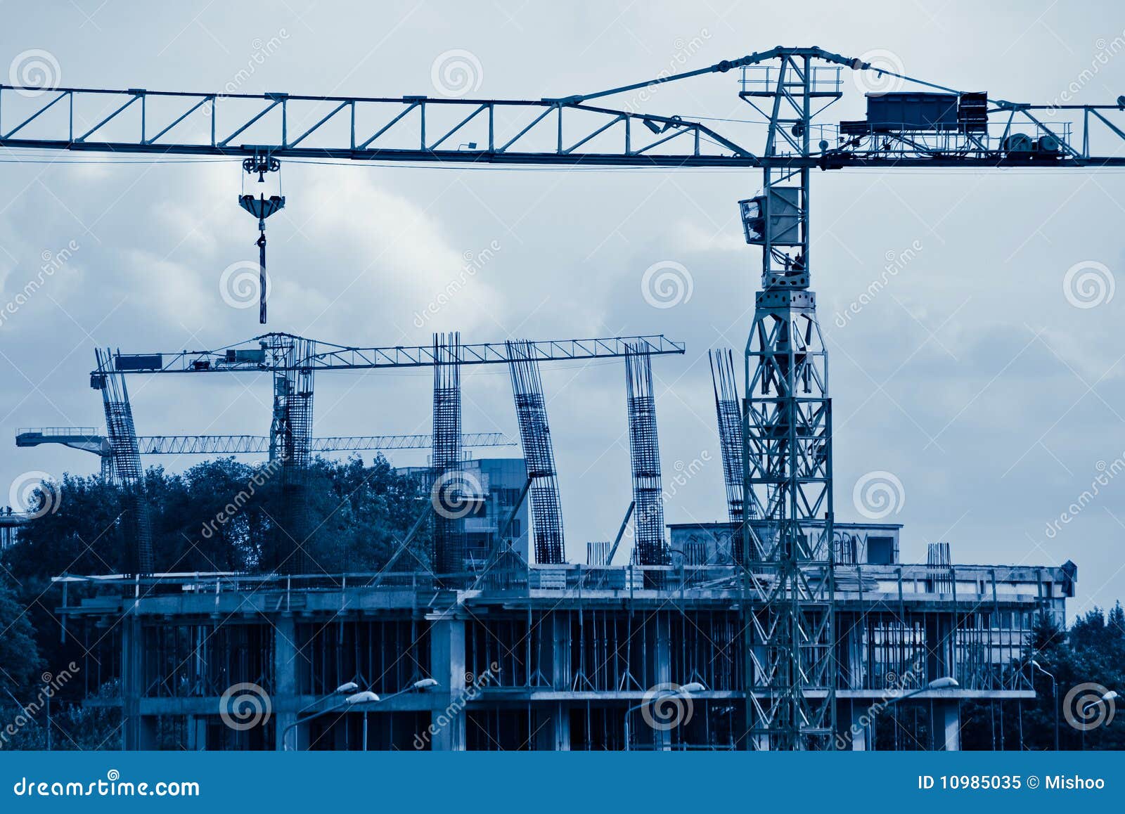 Construction blue toned stock image. Image of steel, equipment - 10985035