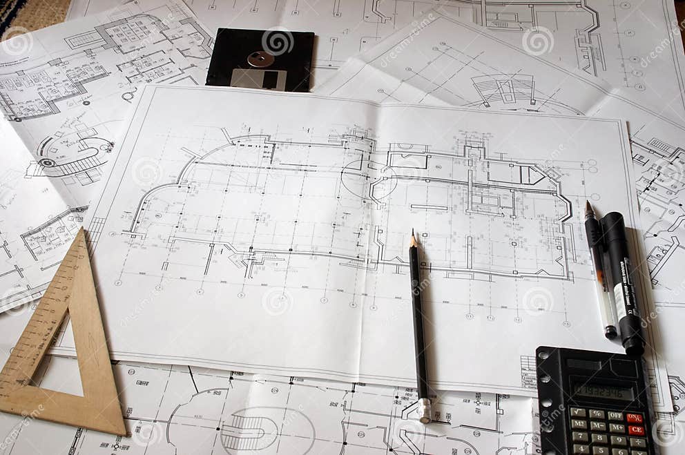 Construction blueprints stock image. Image of draw, blueprints - 1083613
