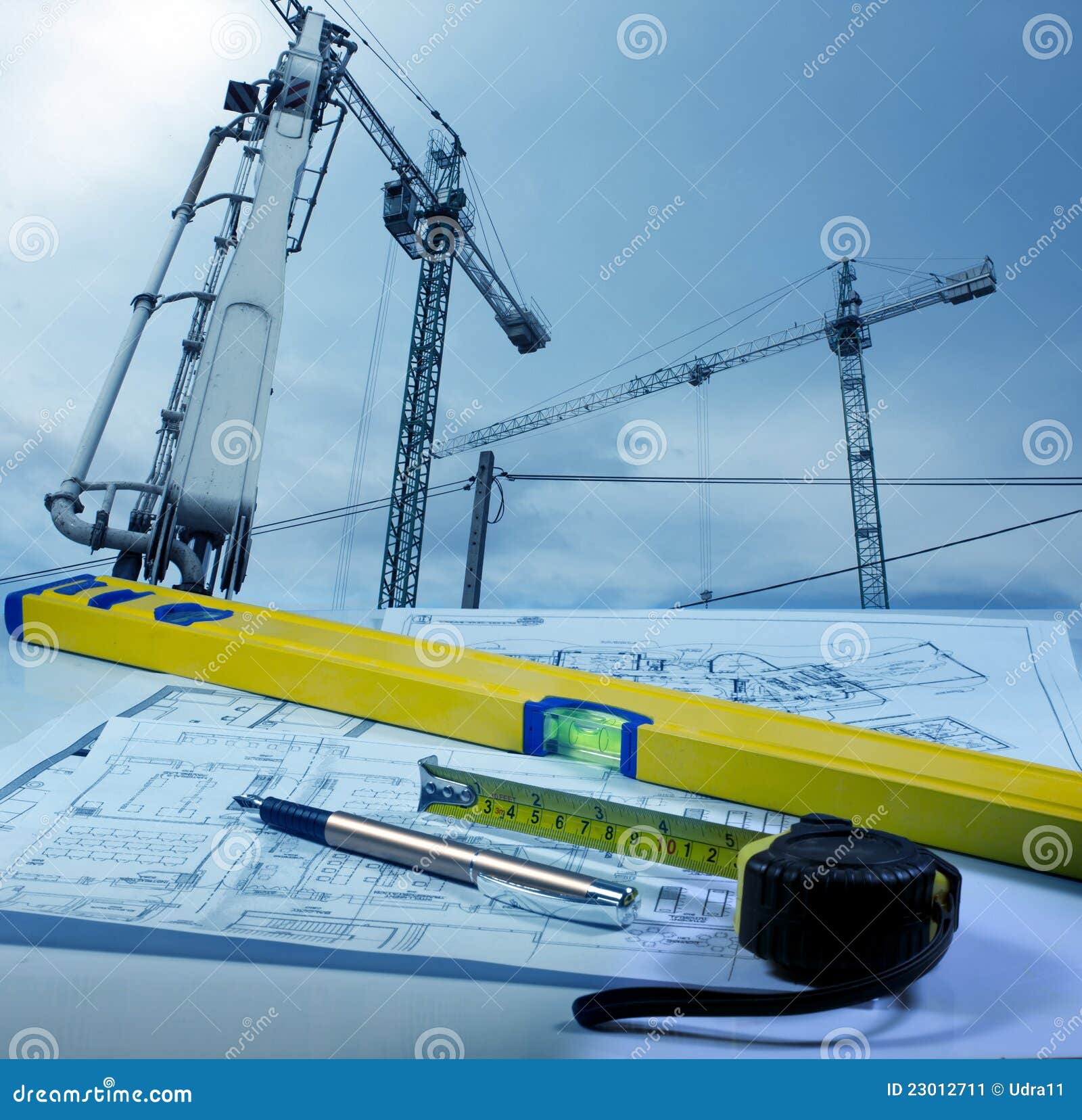 Construction and Blueprints Stock Image - Image of city, commercial ...