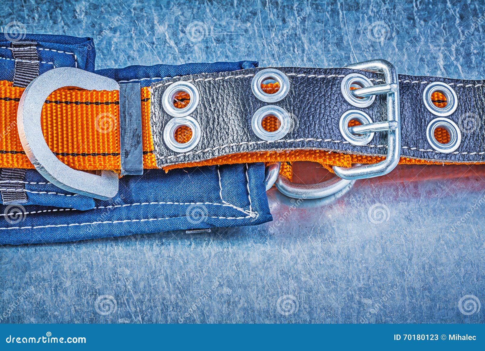 Construction Body Safety Belt on Scratched Metallic Background Stock ...